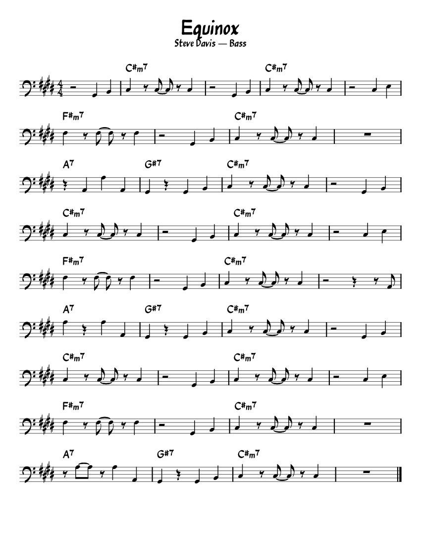 Equinox Sheet Music with Chords for Bass guitar (Solo) | MuseScore.com