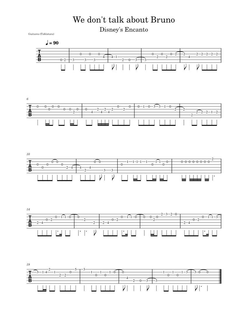 We Don't Talk About Bruno – No se habla de Bruno Sheet Music and Tab ...