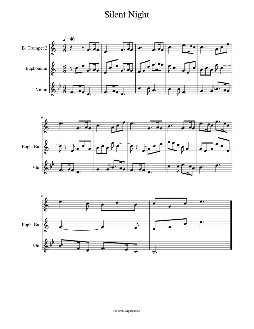 Silent night – Misc Christmas Silent_Night - All Cornet Part Sheet ...