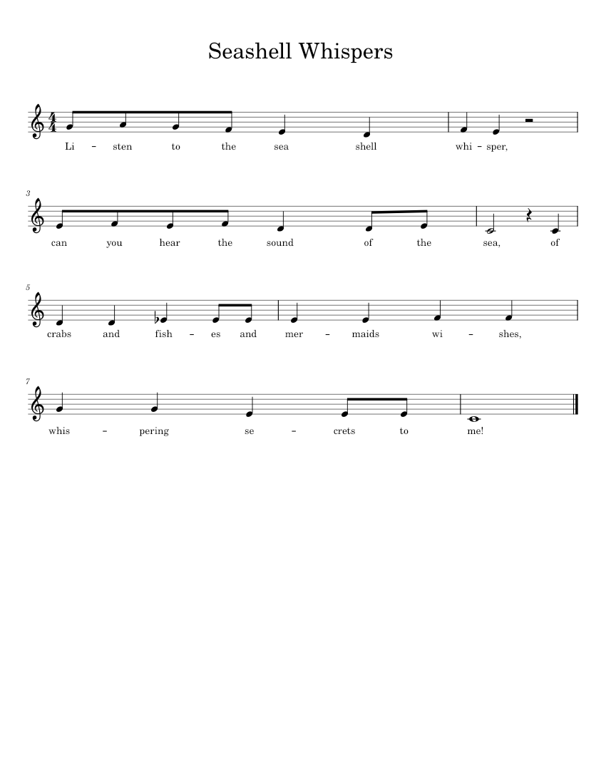 Seashell Whispers Sheet Music for Piano (Solo) Easy | MuseScore.com