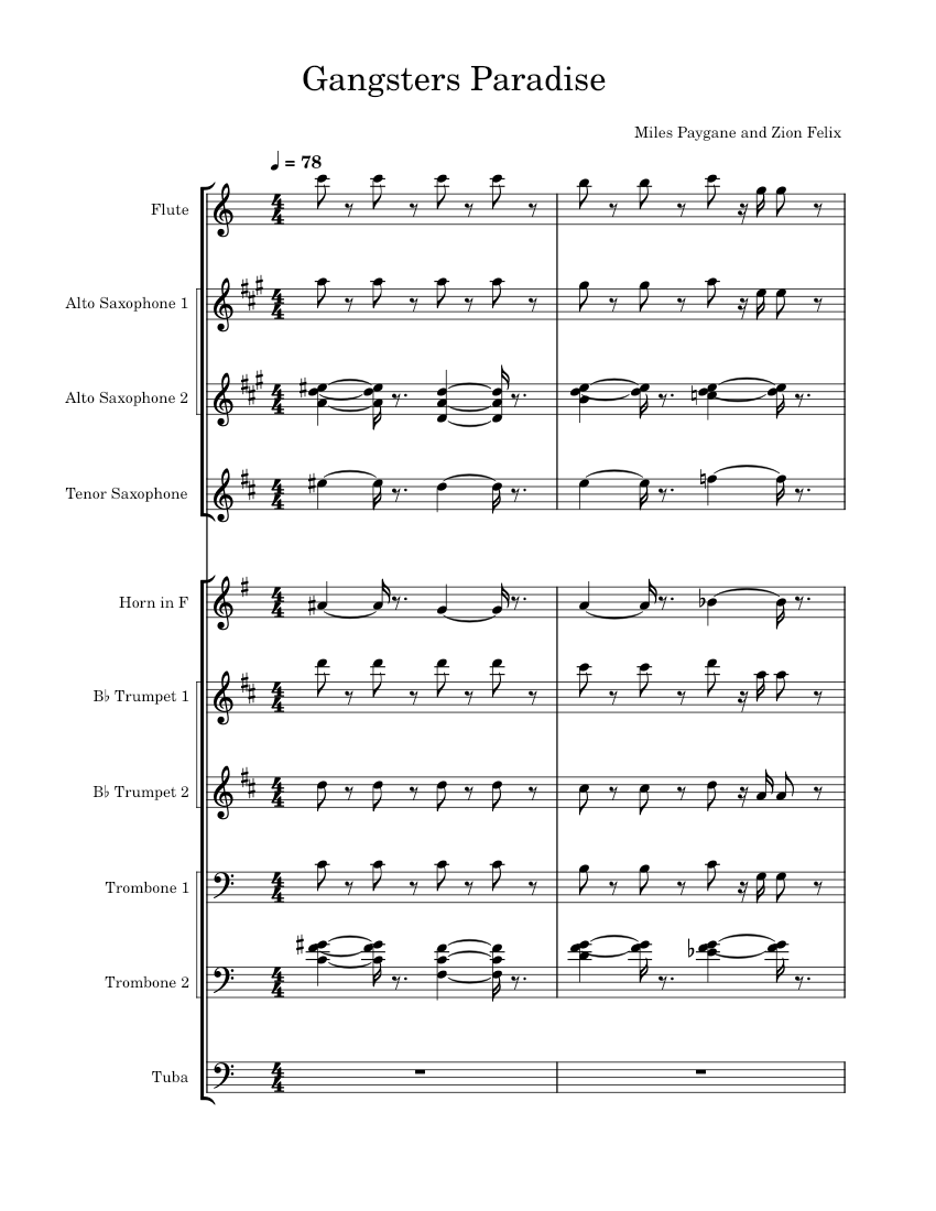 Gangster's Paradise – Coolio Gangster's Paradise Stand Tune Sheet music ...