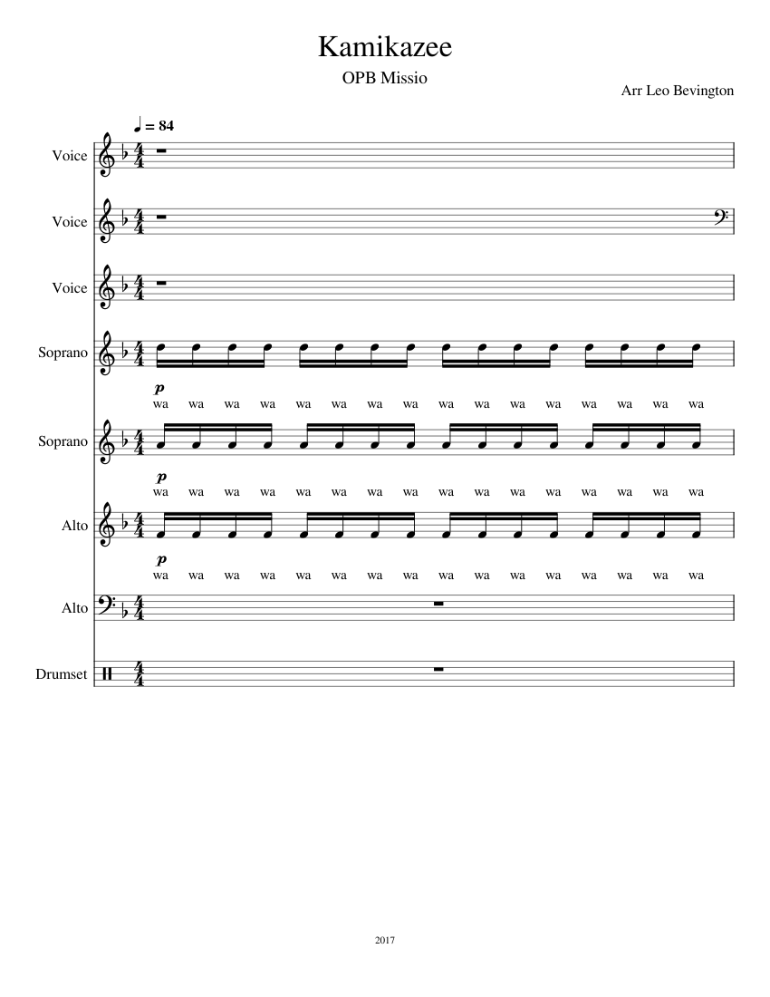 kamikaze callie 10.17 Sheet music for Soprano, Alto, Vocals, Drum group ...