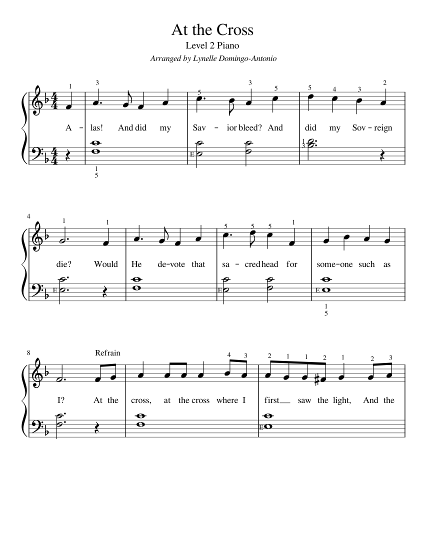 At The Cross Sheet Music For Piano Solo Easy Musescore