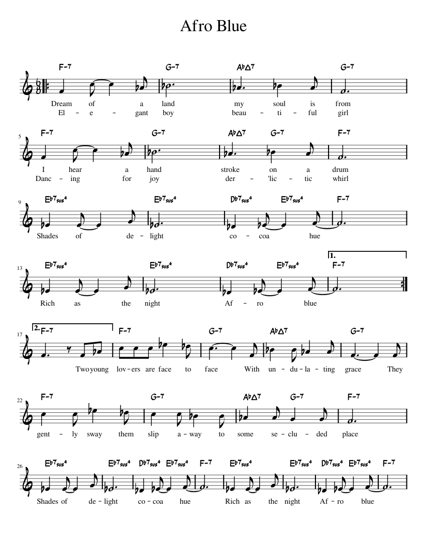 Afro Blue Sheet music for Piano (Solo) | Musescore.com