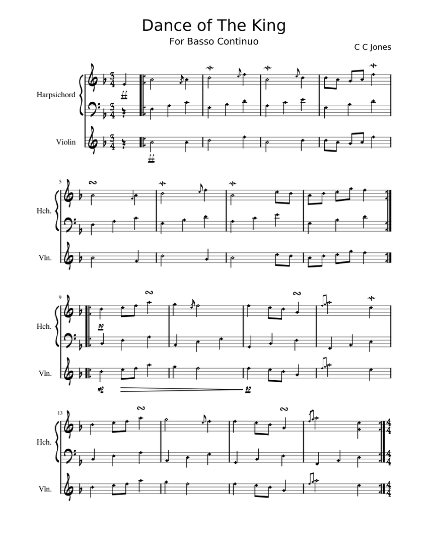 Dance of the King (For Basso Continuo) Sheet music for Harpsichord ...