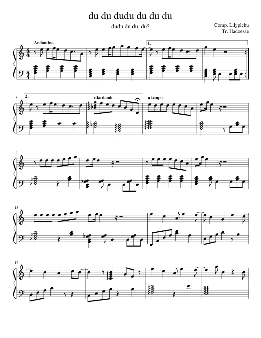 du du dudu du du du Sheet Music for Piano (Solo) | MuseScore.com