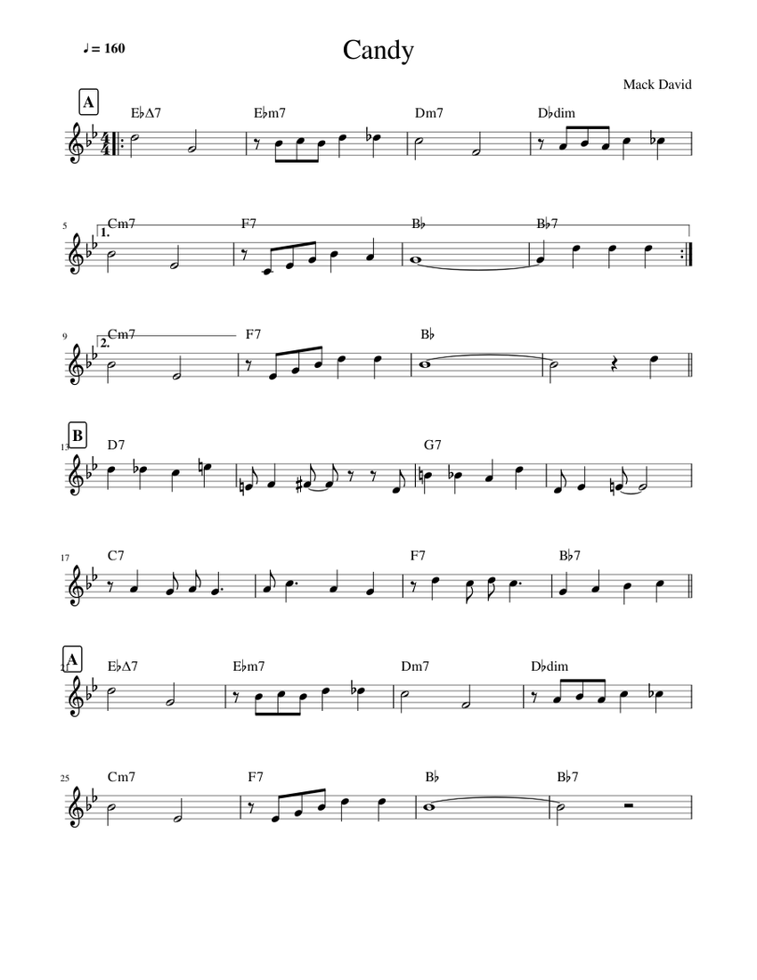 Candy Sheet Music with Chords for Piano (Solo) Easy | MuseScore.com