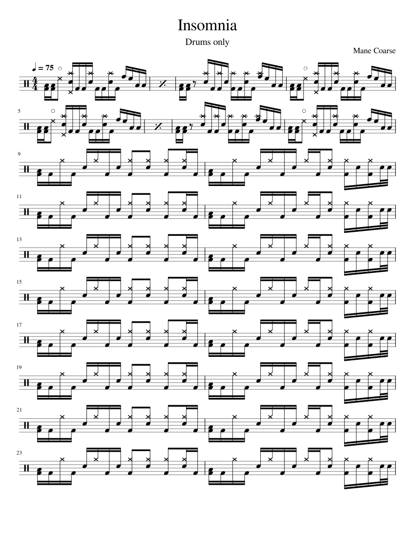 Insomnia Sheet Music for Drum group (Solo) | MuseScore.com