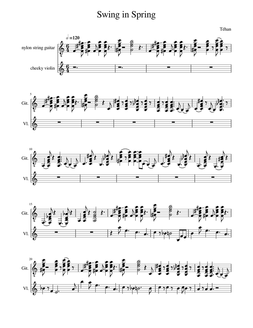 Swing in Spring Sheet music for Violin, Guitar (Solo) | Musescore.com
