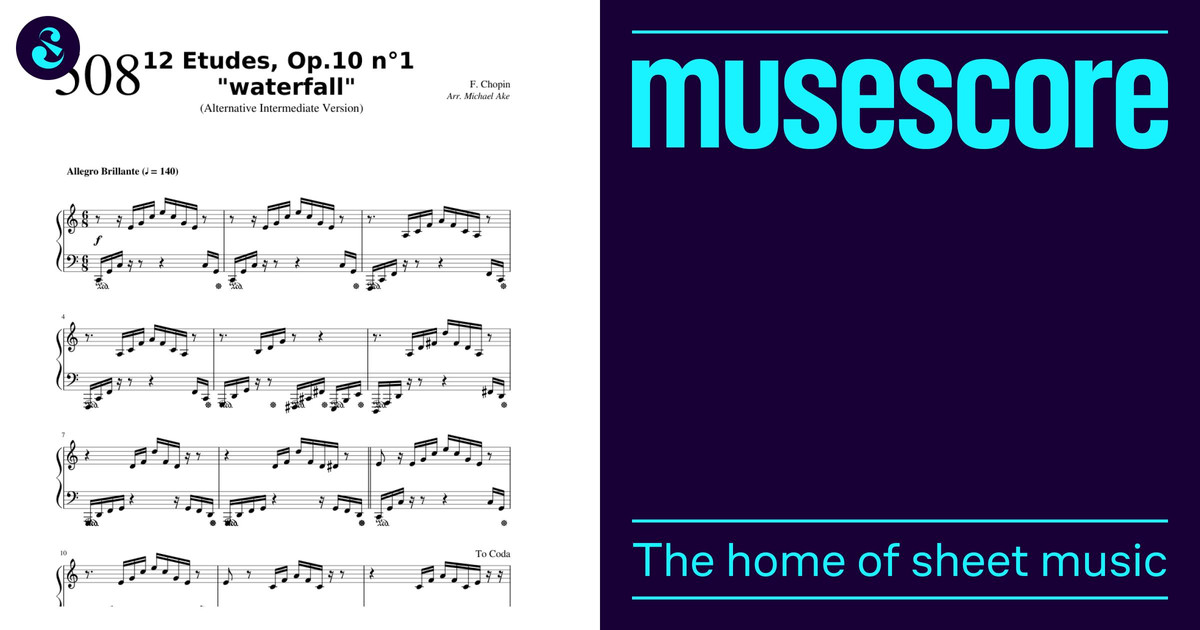 12 Etudes - Op 10 n°1 "Waterfall" - Frederic Chopin (Easy Intermediate ...