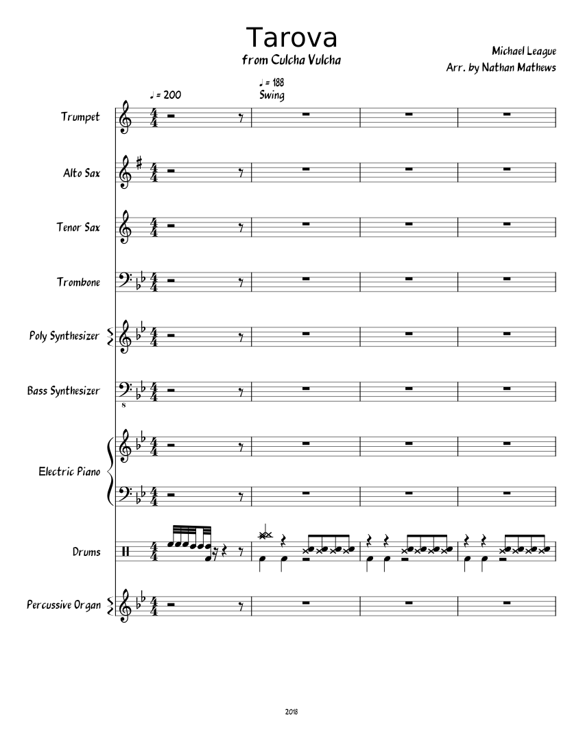 Tarova - Snarky Puppy - For Fusion Ensemble Sheet music for Piano, Trombone, Organ, Saxophone ...