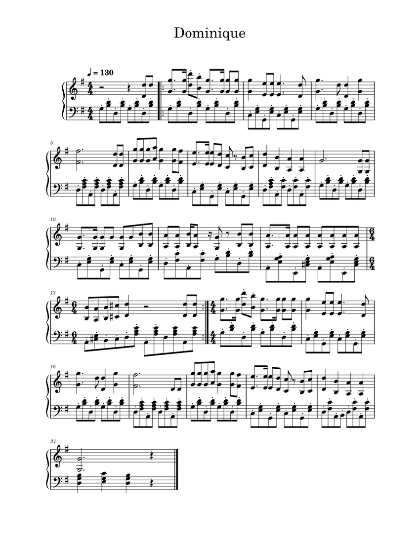 Dominique – Jeanine Deckers Dominique - Jeanine Deckers Sheet music for ...