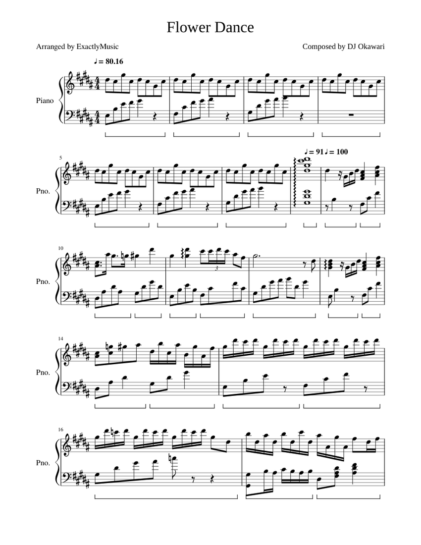 DJ Okawari - Flower Dance Sheet Music for Piano (Solo) | MuseScore.com