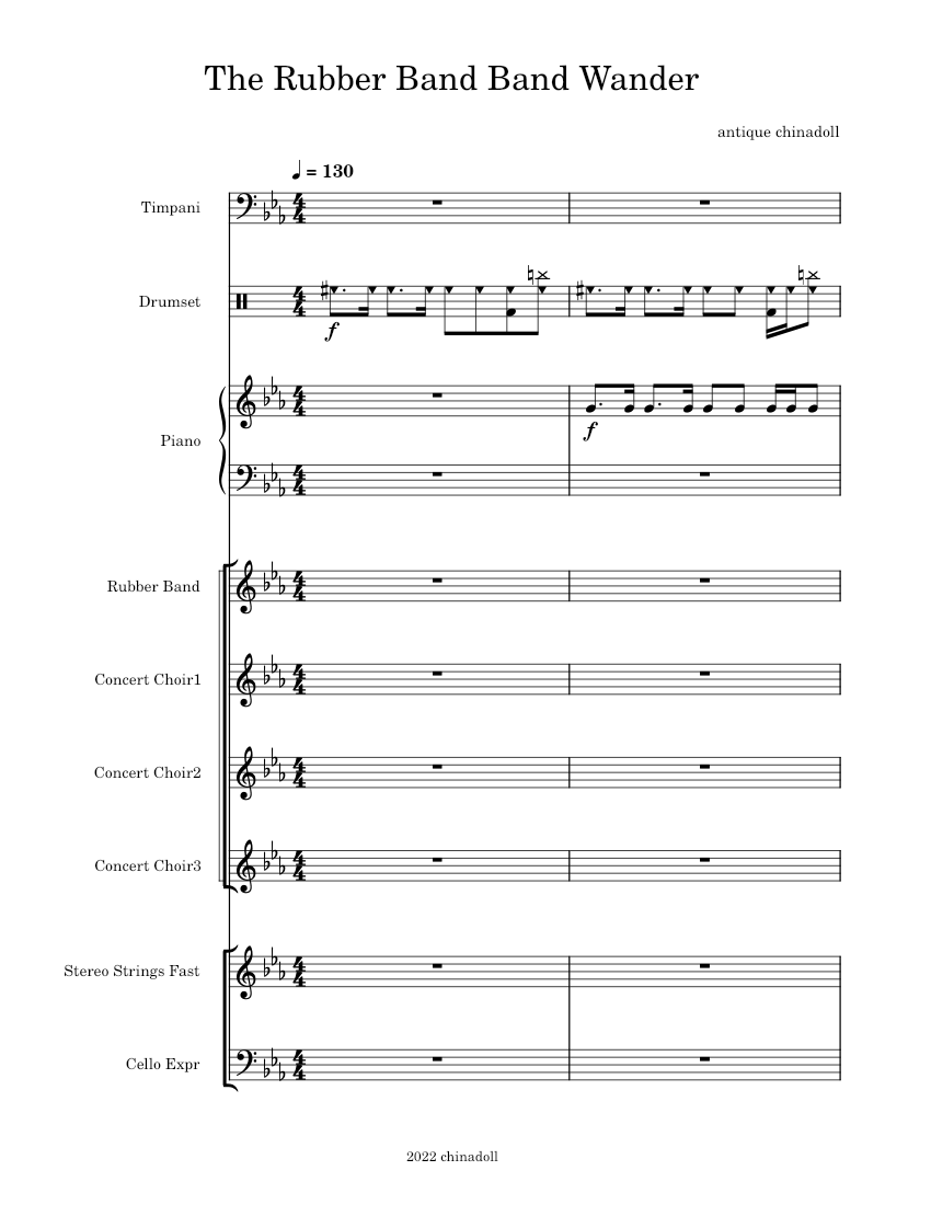 The_Rubber_Band_Band Sheet music for Piano, Vocals, Timpani, Violin ...