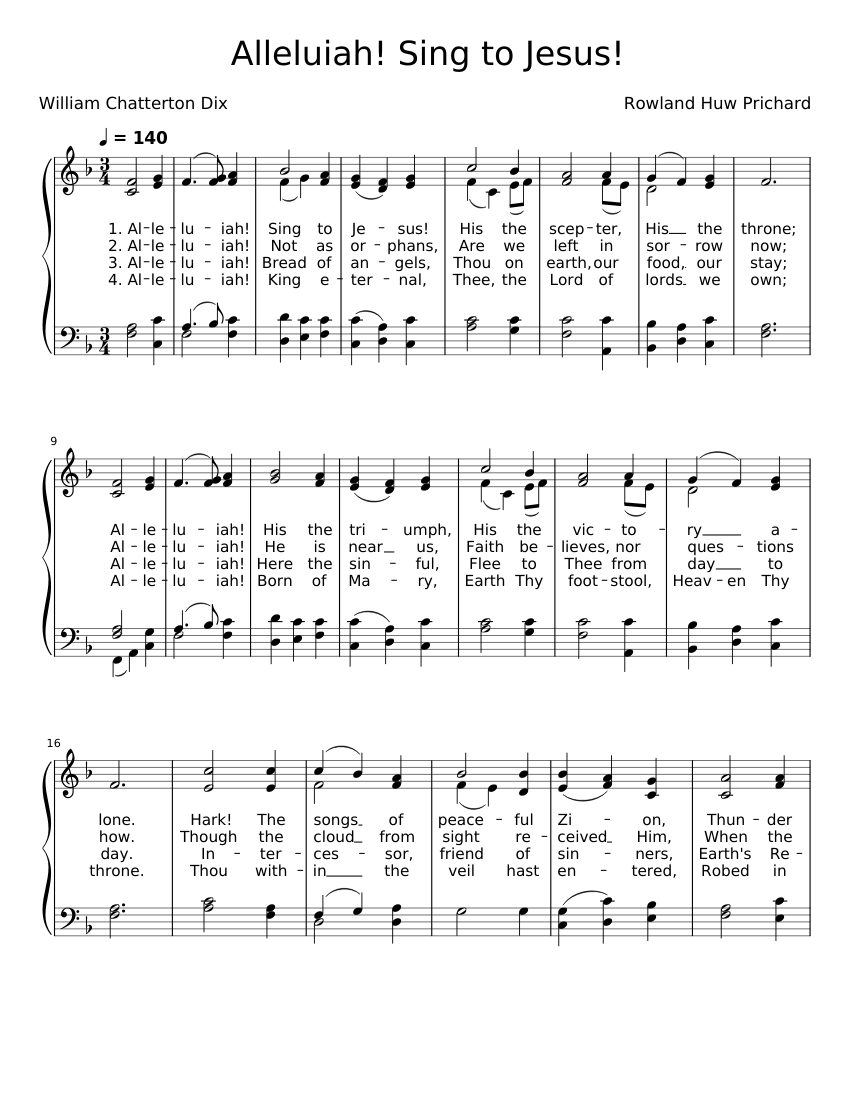 Alleluiah! Sing to Jesus! Sheet music for Piano (Solo) | Musescore.com