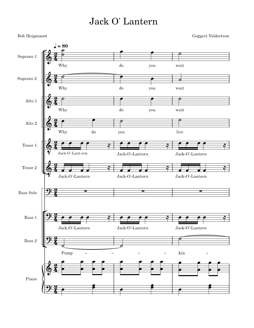 Jack O' Lantern Sheet music for Piano, Soprano, Alto, Tenor & more ...