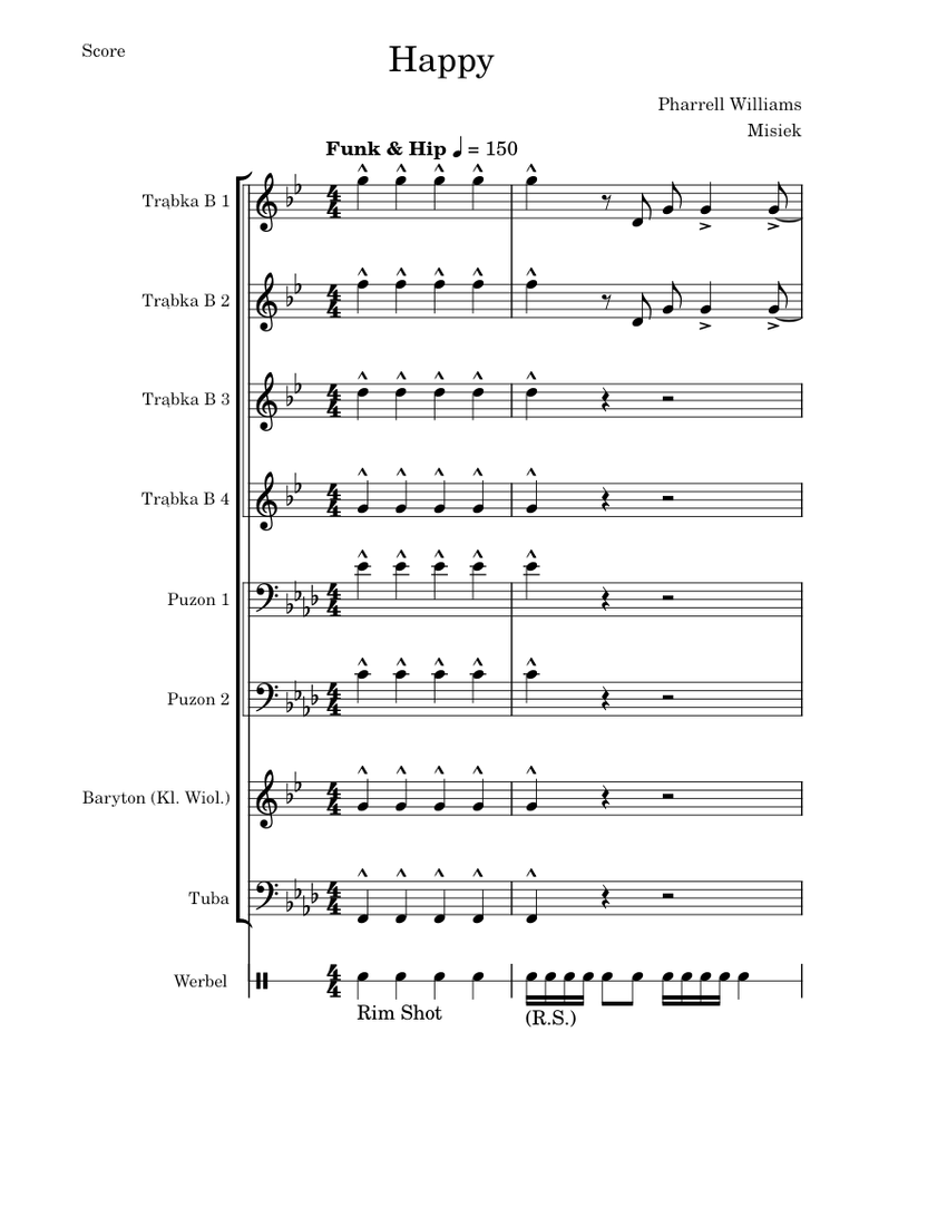 Happy – Pharrell Williams Sheet music for Trombone, Tuba, Trumpet in b ...