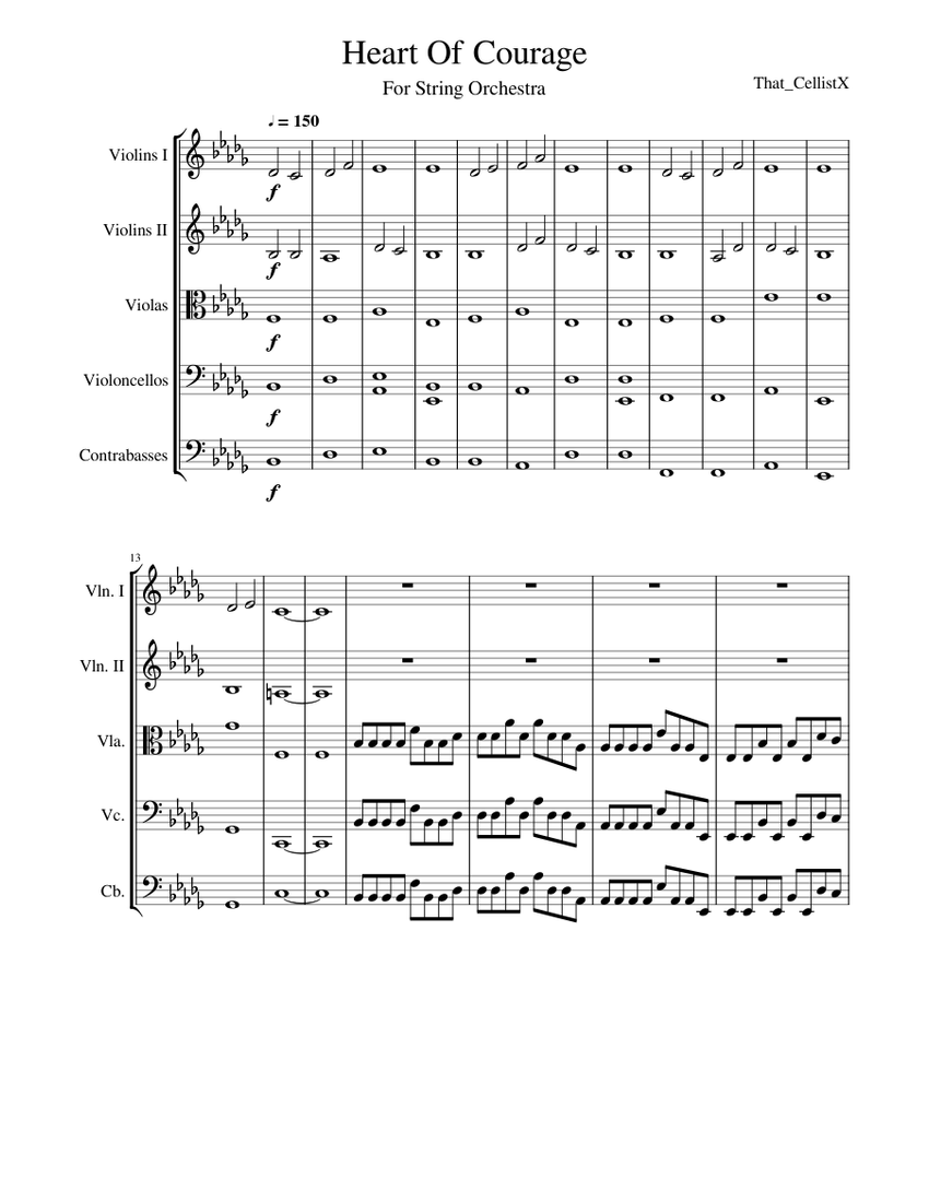 Heart Of Courage Sheet Music for Strings group (String Ensemble ...