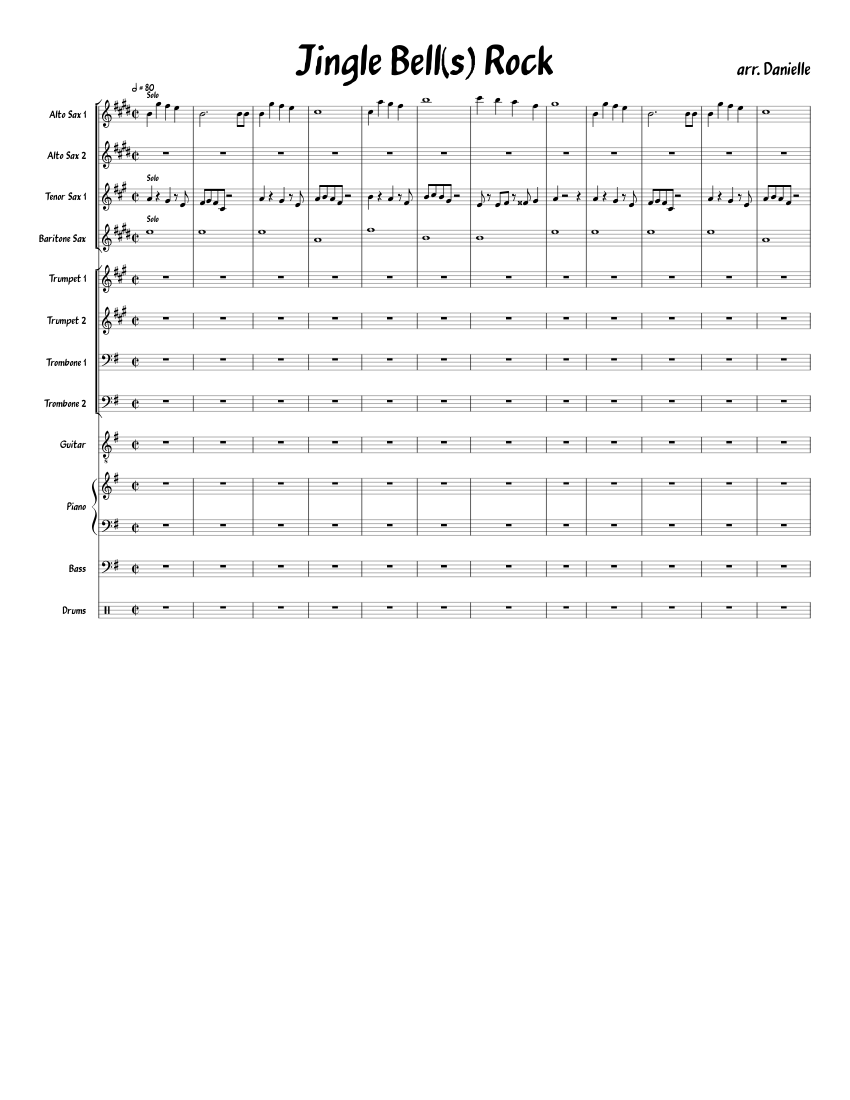 Jingle Bell Rock Sheet Music with Chords for Piano, Trombone, Saxophone ...