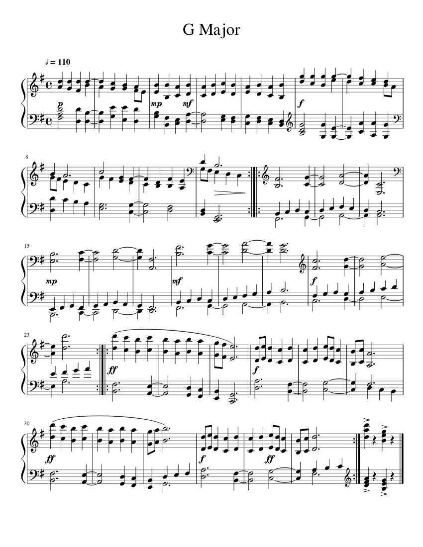 G Major Sheet music for Piano (Solo) Easy | Musescore.com
