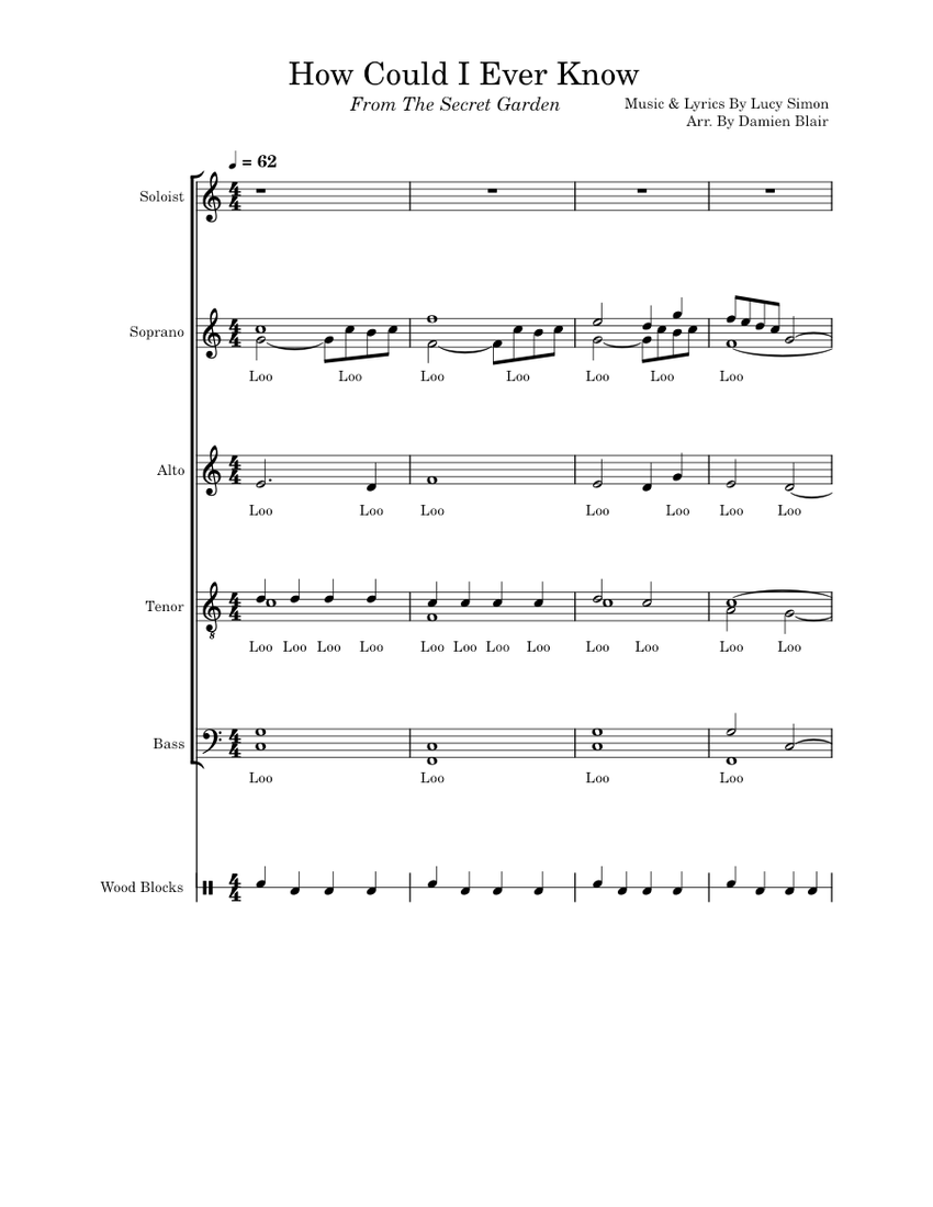 How Could I Ever Know Sheet Music for Soprano, Alto, Tenor, Bass voice ...