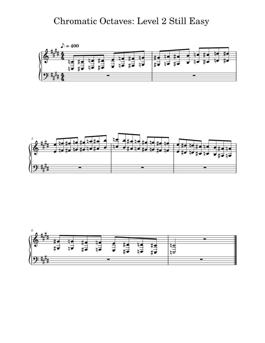 Chromatic Octaves: Level 2 Still Easy Sheet Music for Piano (Solo ...