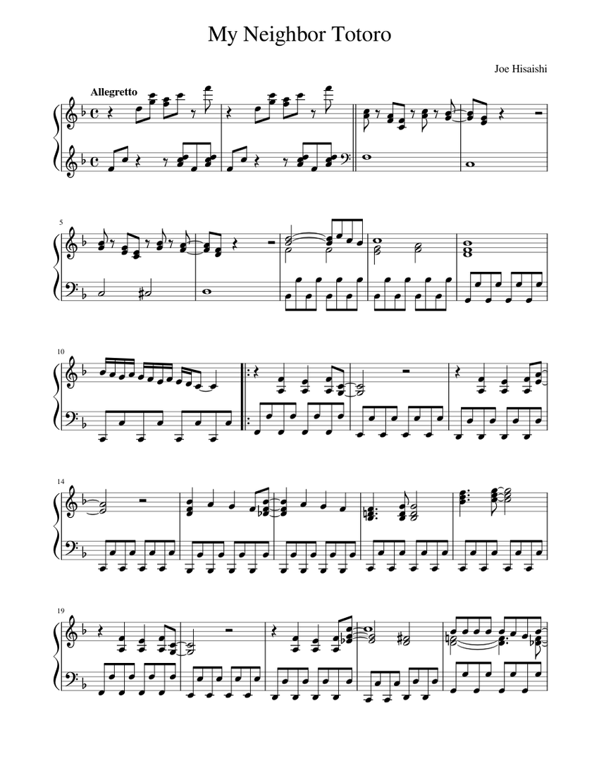 My Neighbor Totoro Sheet music for Piano (Solo) | Musescore.com