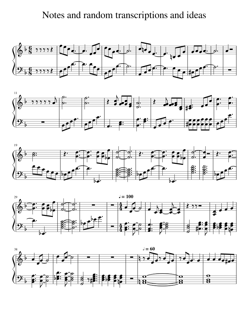Notes and random transcriptions and ideas Sheet music for Piano (Solo ...
