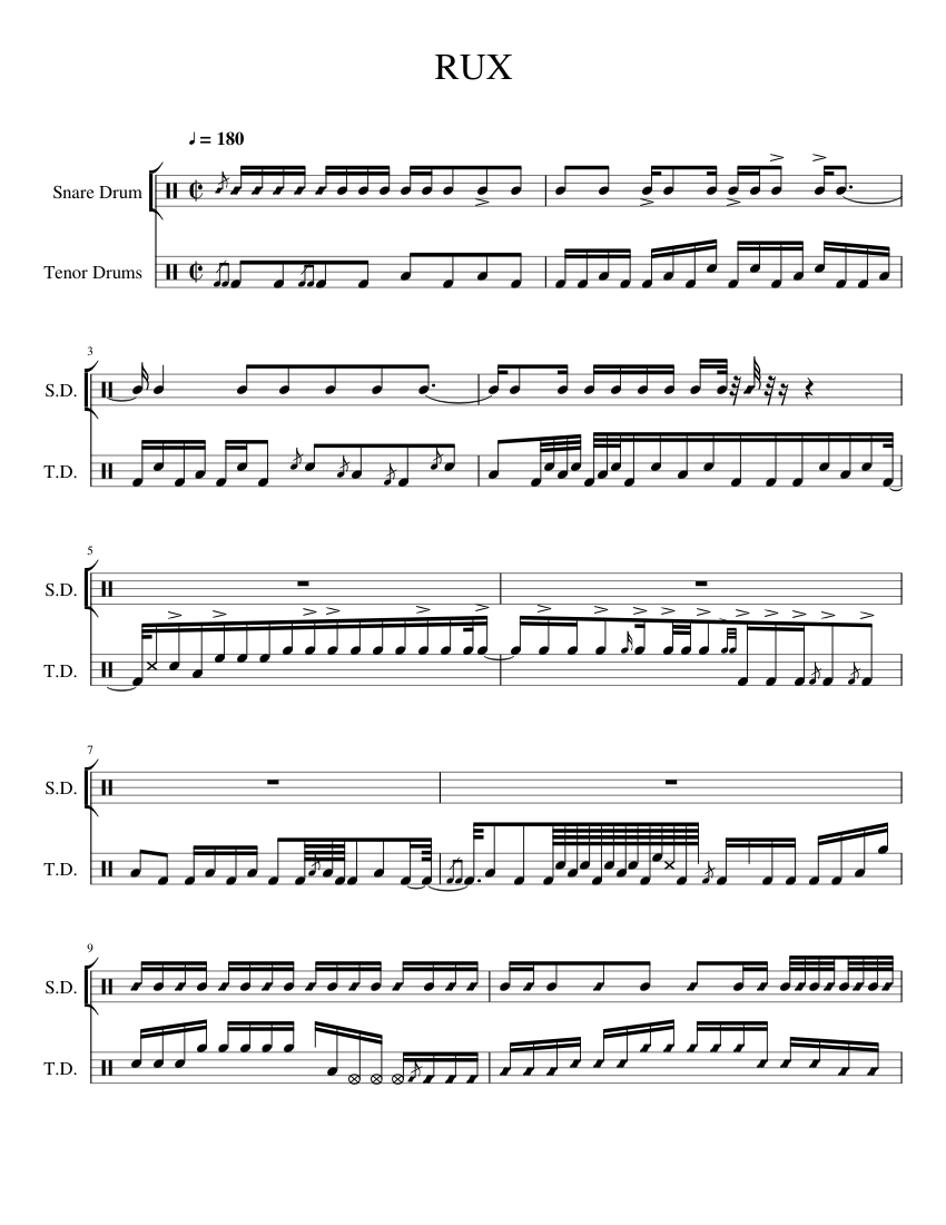 rux Sheet music for Snare drum, Tenor drum (Percussion Duet ...