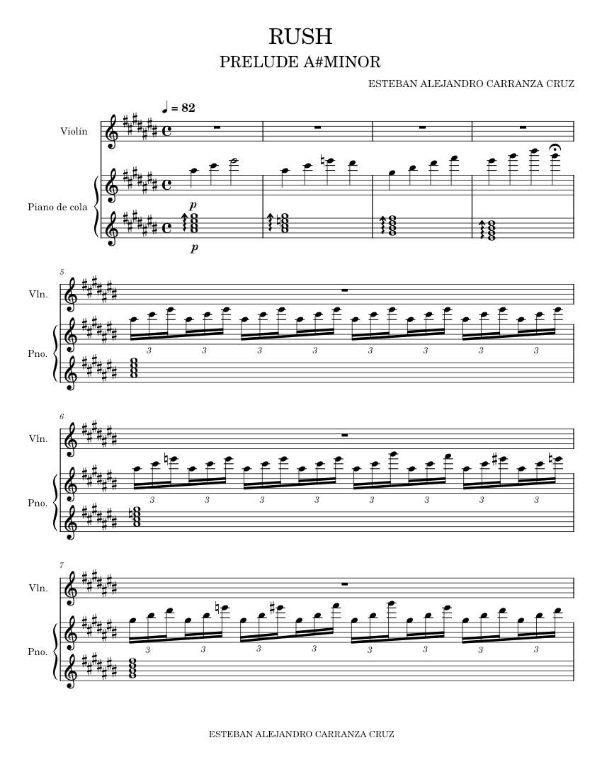 RUSH Sheet music for Piano, Violin (Solo) | Musescore.com