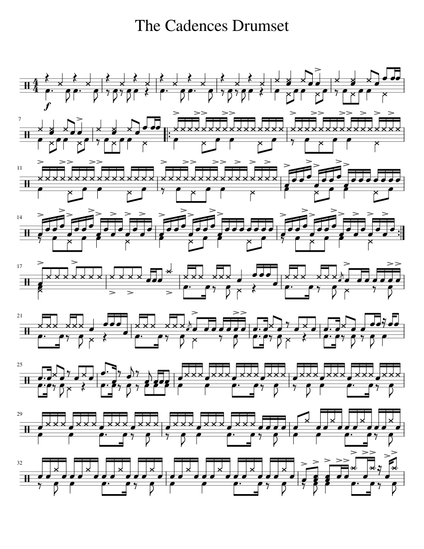 Drumset Grooves Advanced Sheet Music for Drum group (Solo) | MuseScore.com