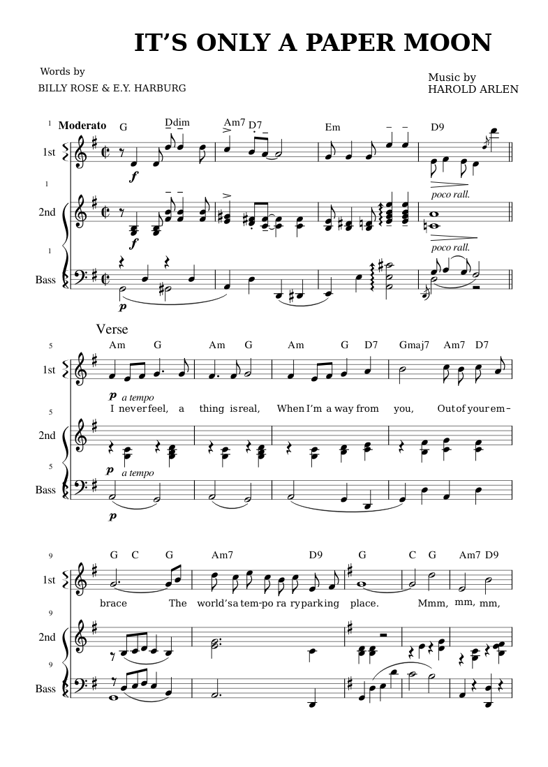 It's Only A Paper Moon Sheet Music with Chords for Accordion (Piano ...