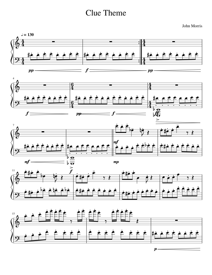 Clue Theme Sheet Music for Piano (Solo) | MuseScore.com