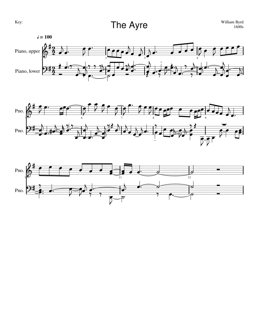 The Ayre Sheet music for Piano (Piano Duo) | Musescore.com
