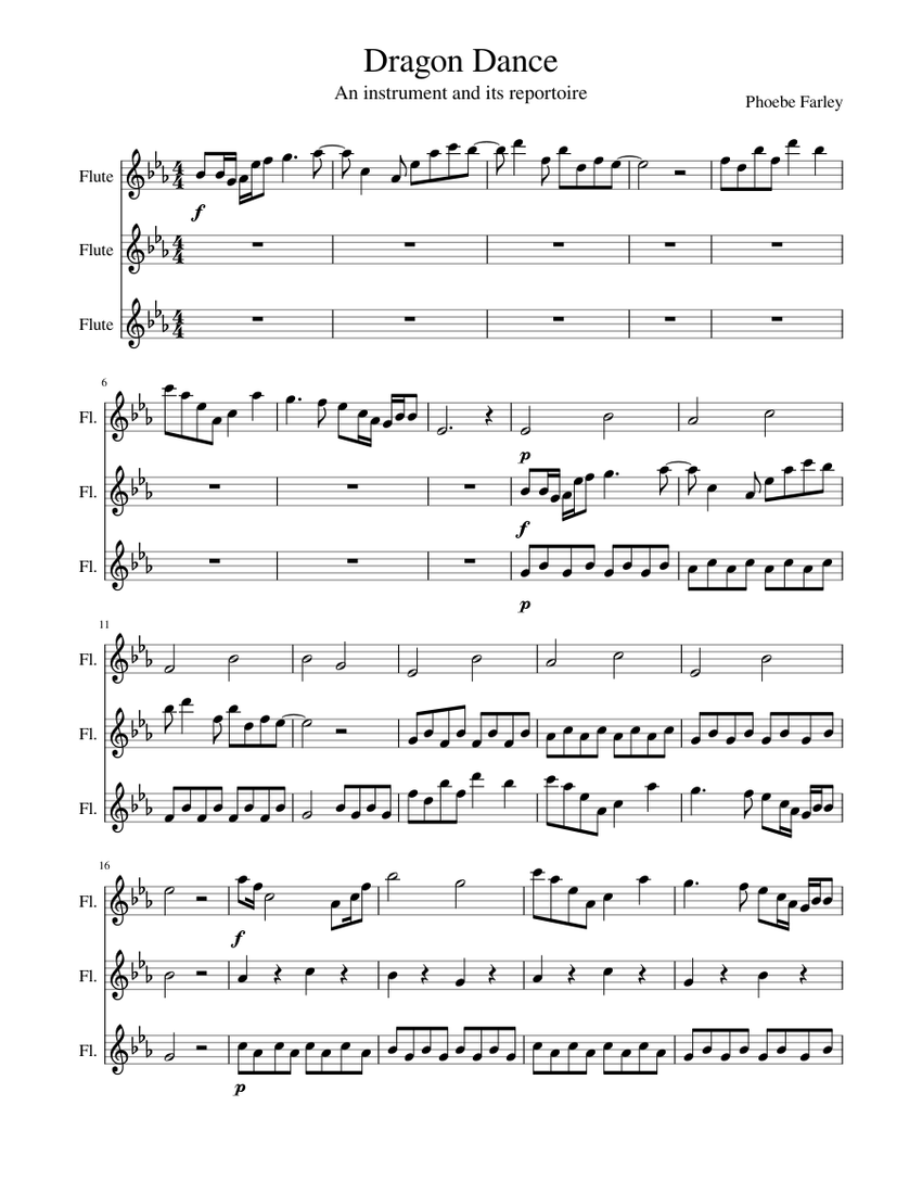 Dragon Dance Sheet music for Flute (Mixed Trio) | Musescore.com