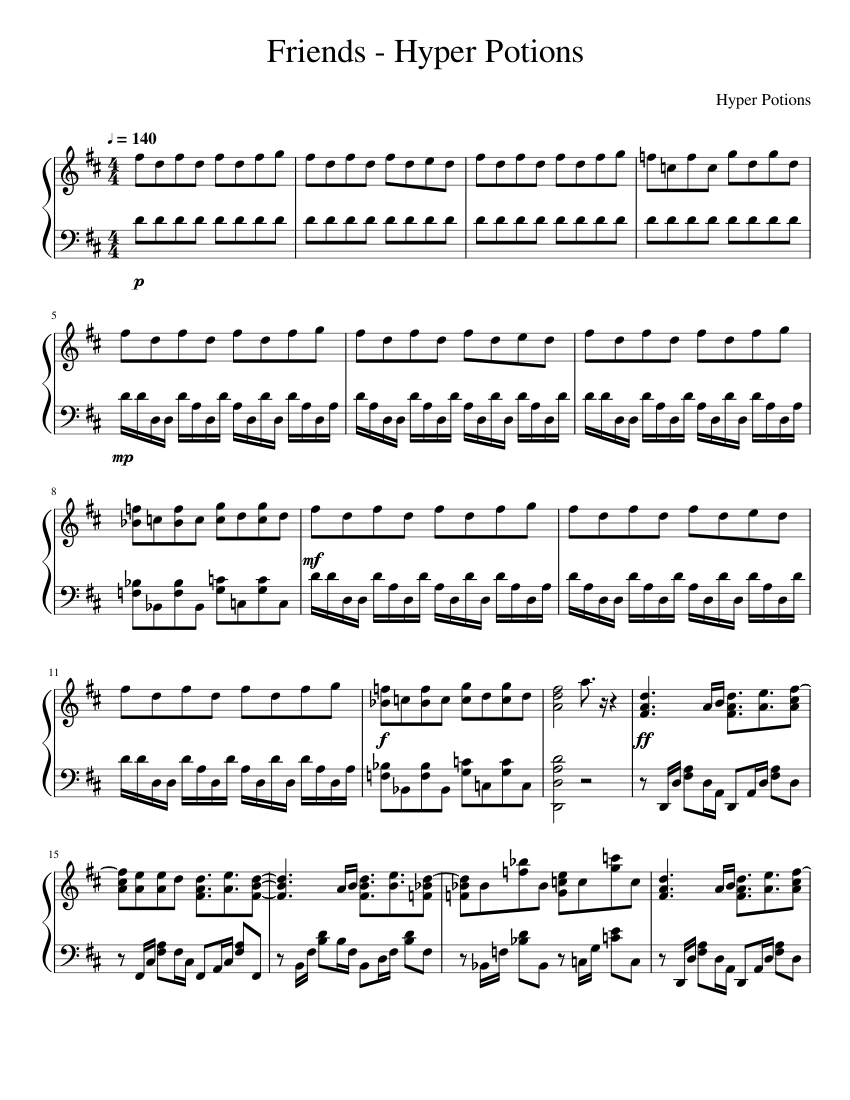 Friends - Hyper Potions Sheet Music for Piano (Solo) | MuseScore.com