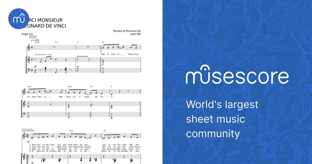 MERCI MONSIEUR LÉONARD DE VINCI - Jean NÔ Sheet music for Piano ...