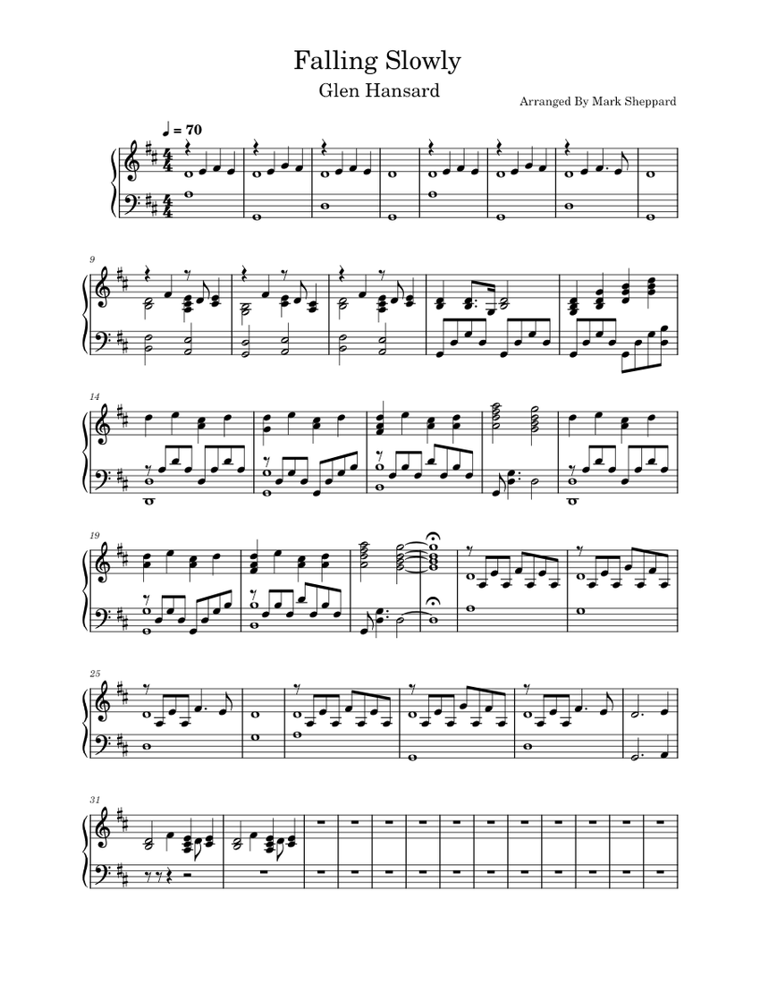Falling slowly – Glen Hansard Falling_Slowly Sheet Music for Piano ...