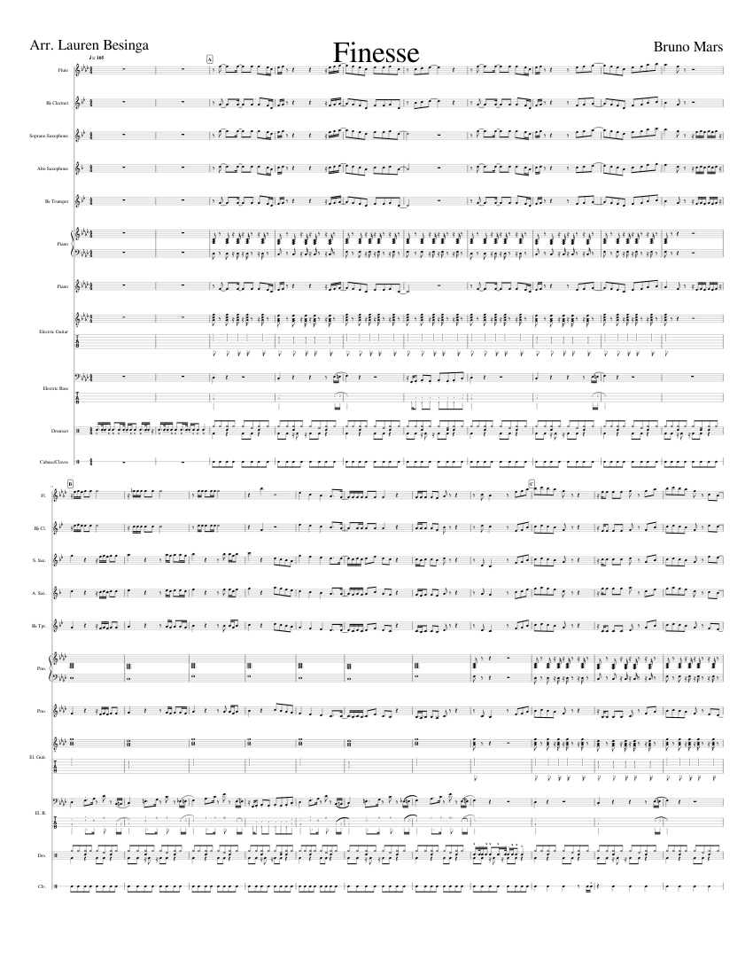 Finesse Sheet Music and Tab for Piano, Flute, Clarinet in b-flat ...