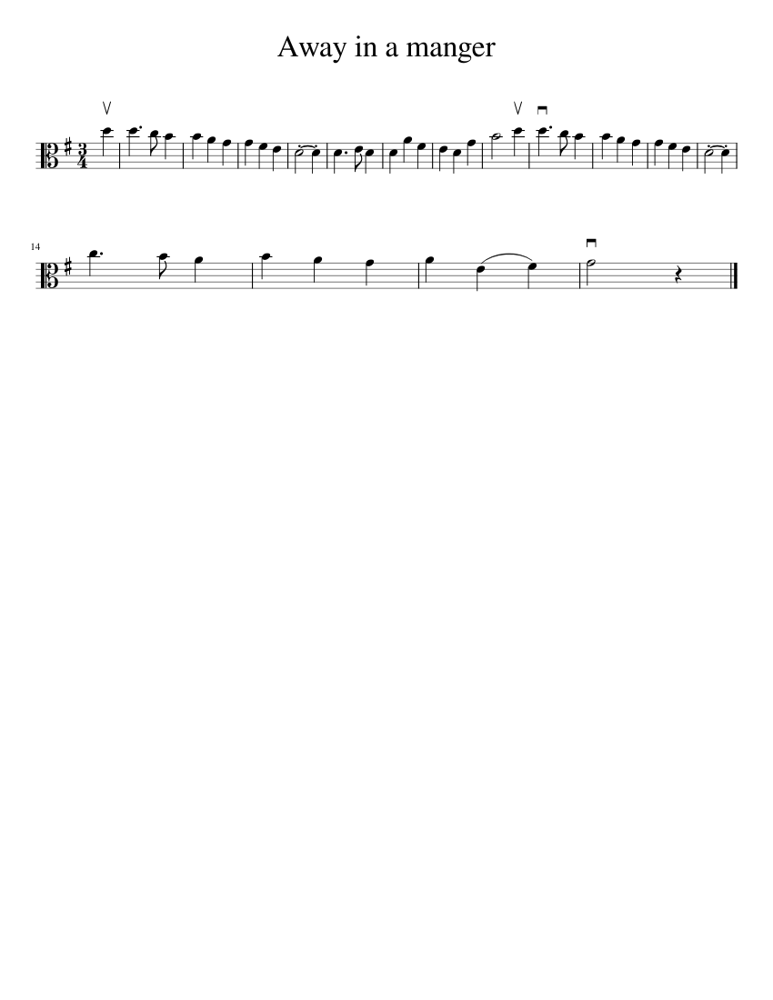 Away in a manger Sheet music for Viola (Solo) | Musescore.com
