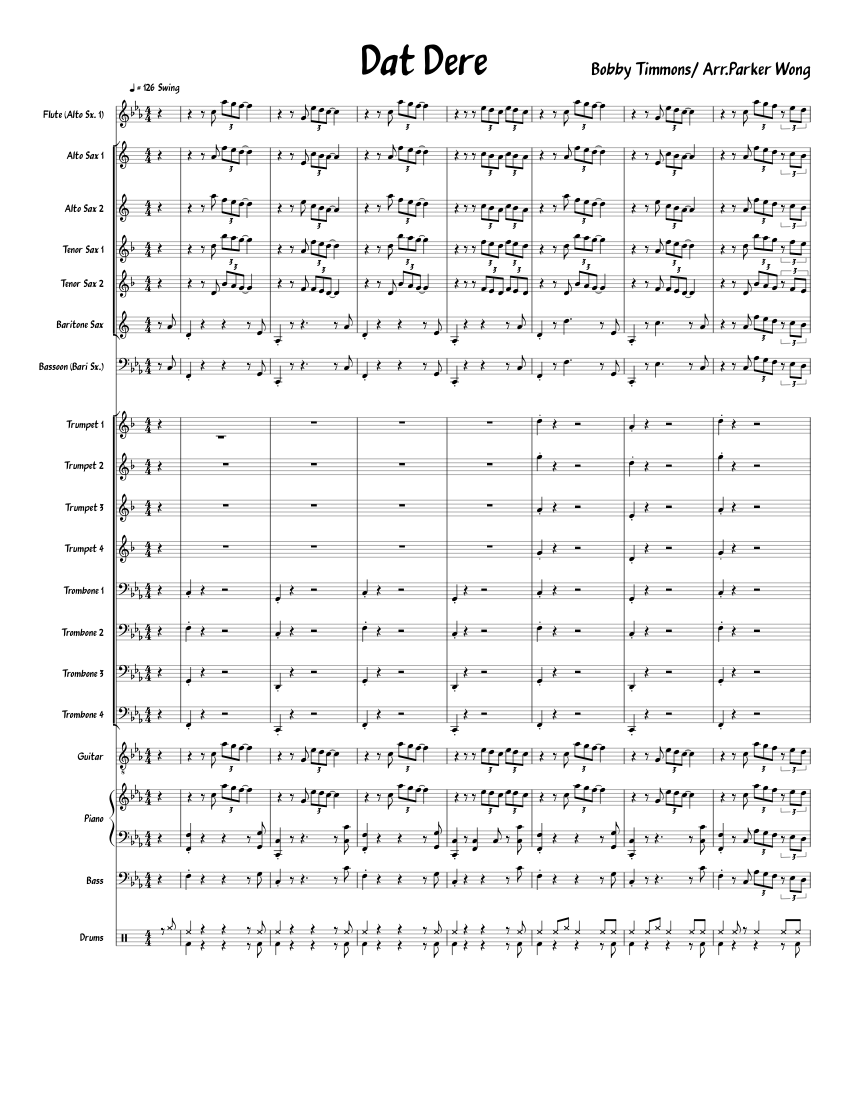 Dat Dere Sheet Music for Piano, Trombone, Flute, Bassoon & more ...