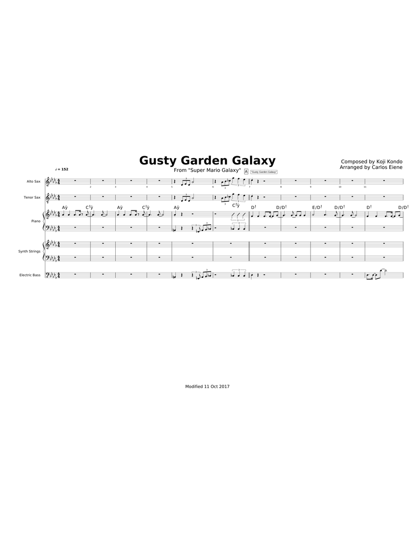 Gusty Garden Galaxy Sheet music for Piano, Saxophone alto, Saxophone ...