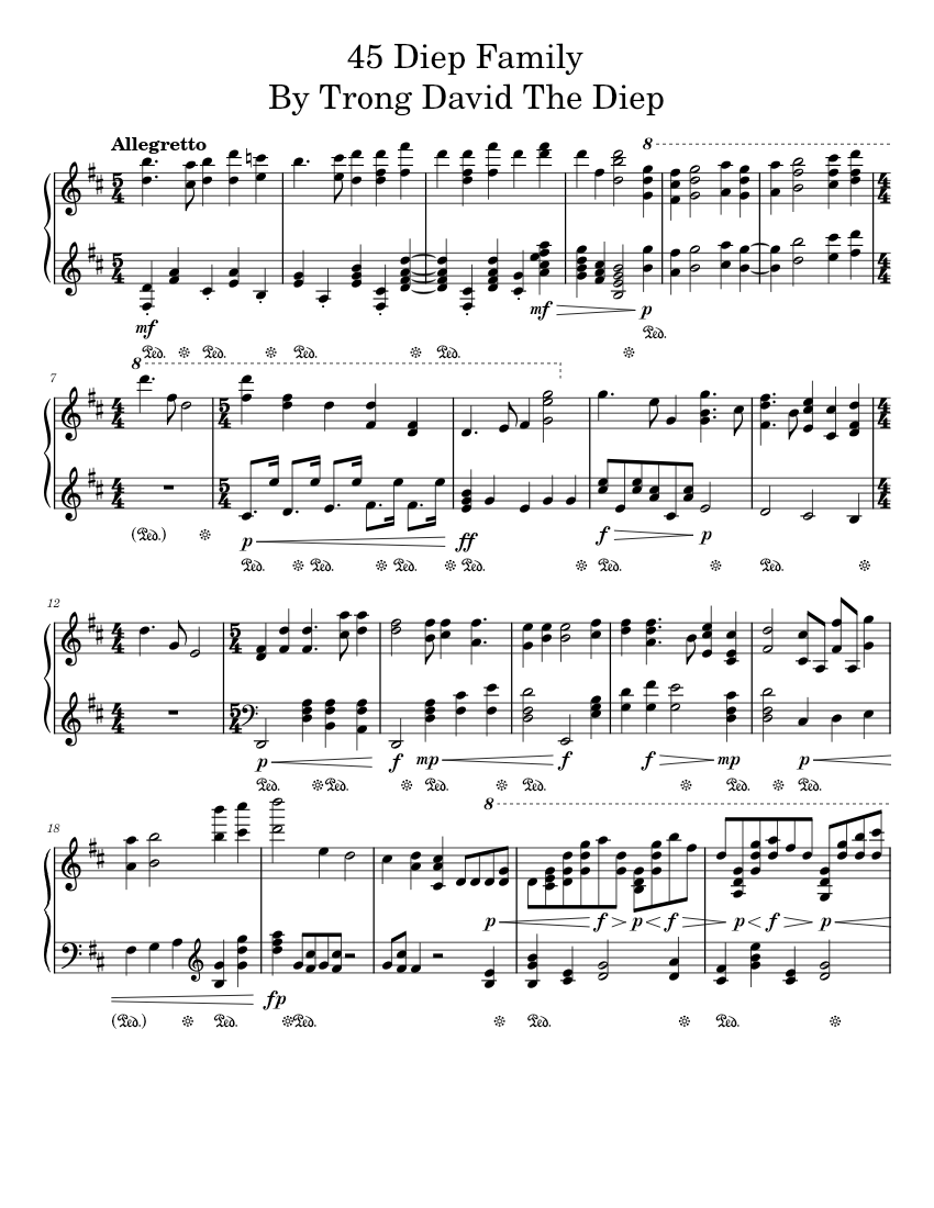 ( 45 ) Diep Family by Trong David The Diep Sheet music for Piano (Solo ...