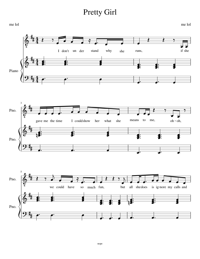 Pretty Girl Sheet music for Piano (Piano Duo) | Musescore.com
