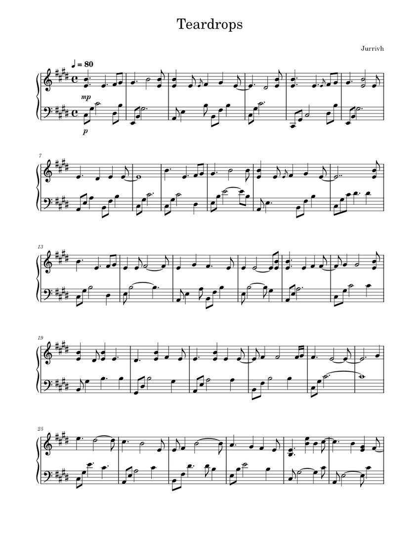 Teardrops - Jurrivh Sheet music for Piano (Solo) | Musescore.com