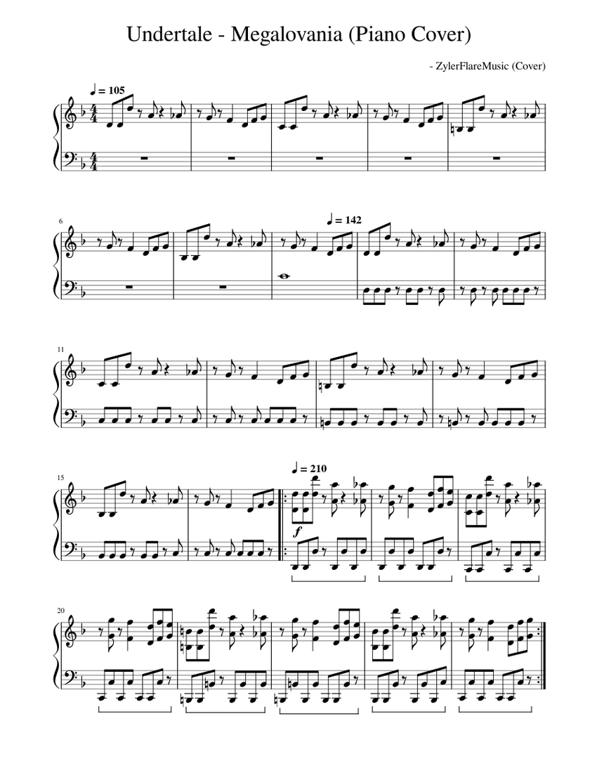 Undertale - Megalovania Piano Solo Sheet music for Piano (Solo ...