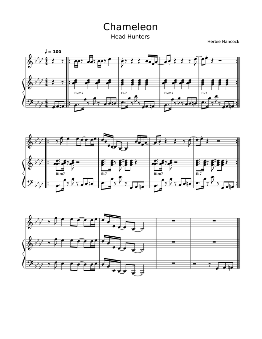 Chameleon Sheet Music with Chords for Piano, Brass group (Solo ...