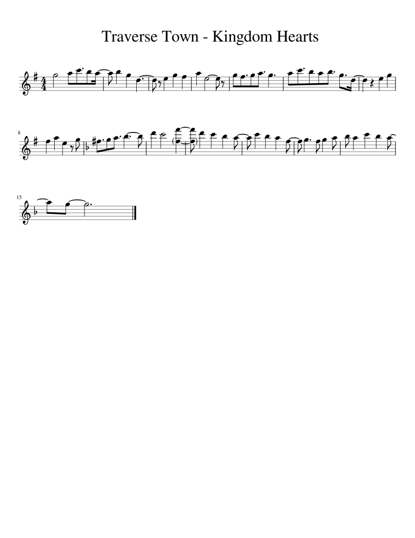 Traverse Town Kingdom Hearts Sheet Music for Flute (Solo) | MuseScore.com