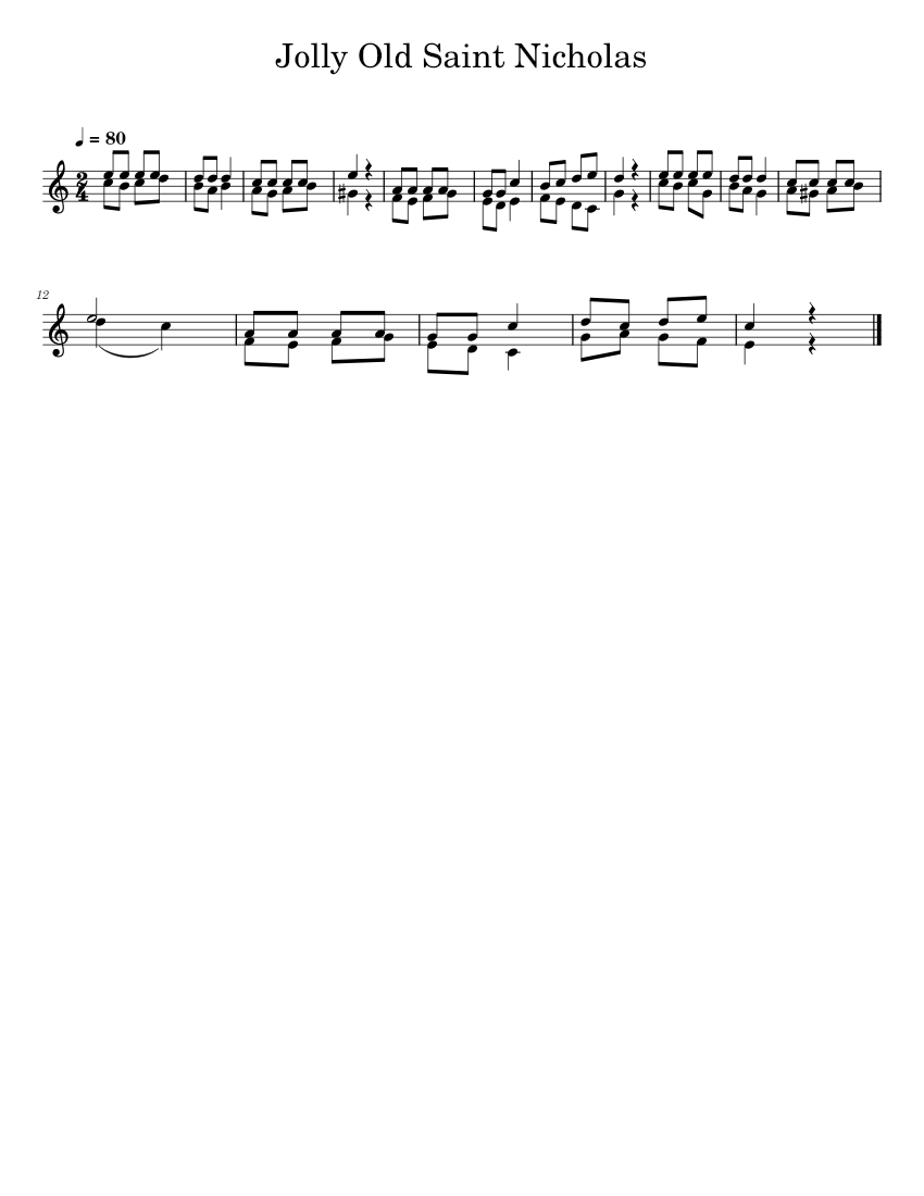 Jooly Old St Nicholas Sheet Music for Piano (Solo) easy | MuseScore.com