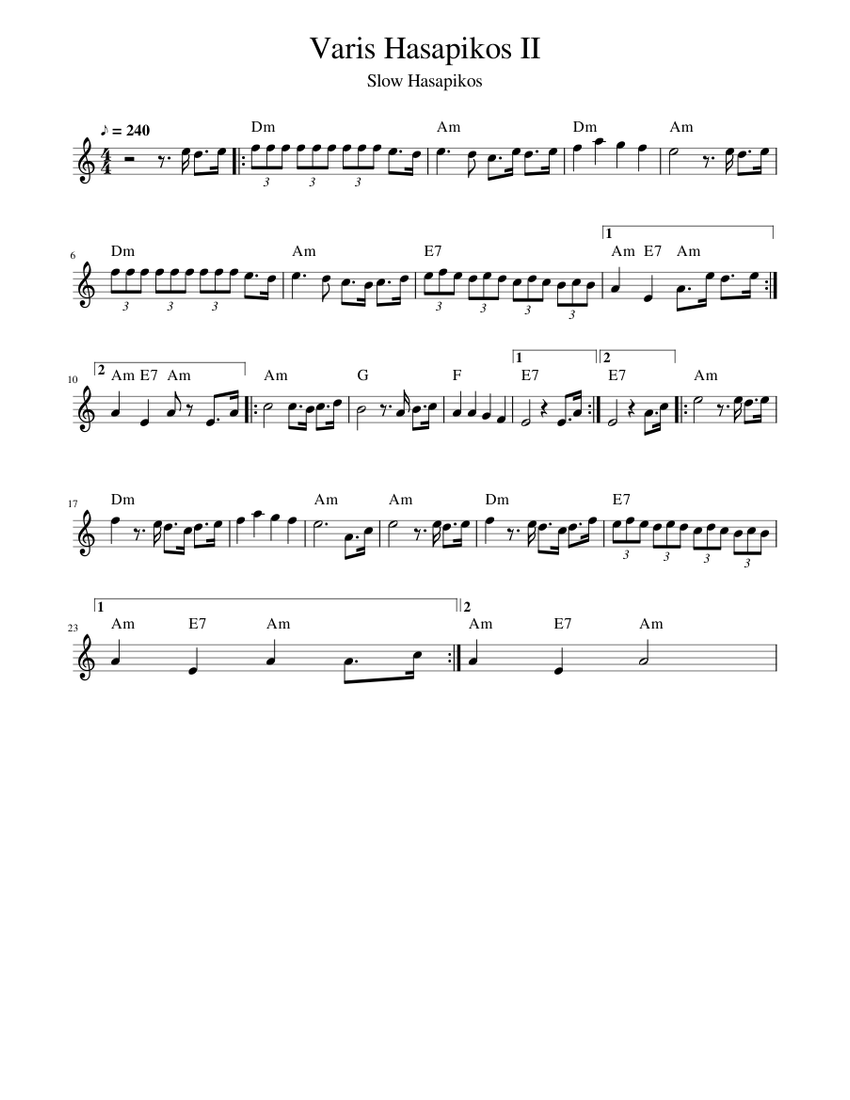 Varis Hasapikos II Sheet music for Piano (Solo) Easy | Musescore.com